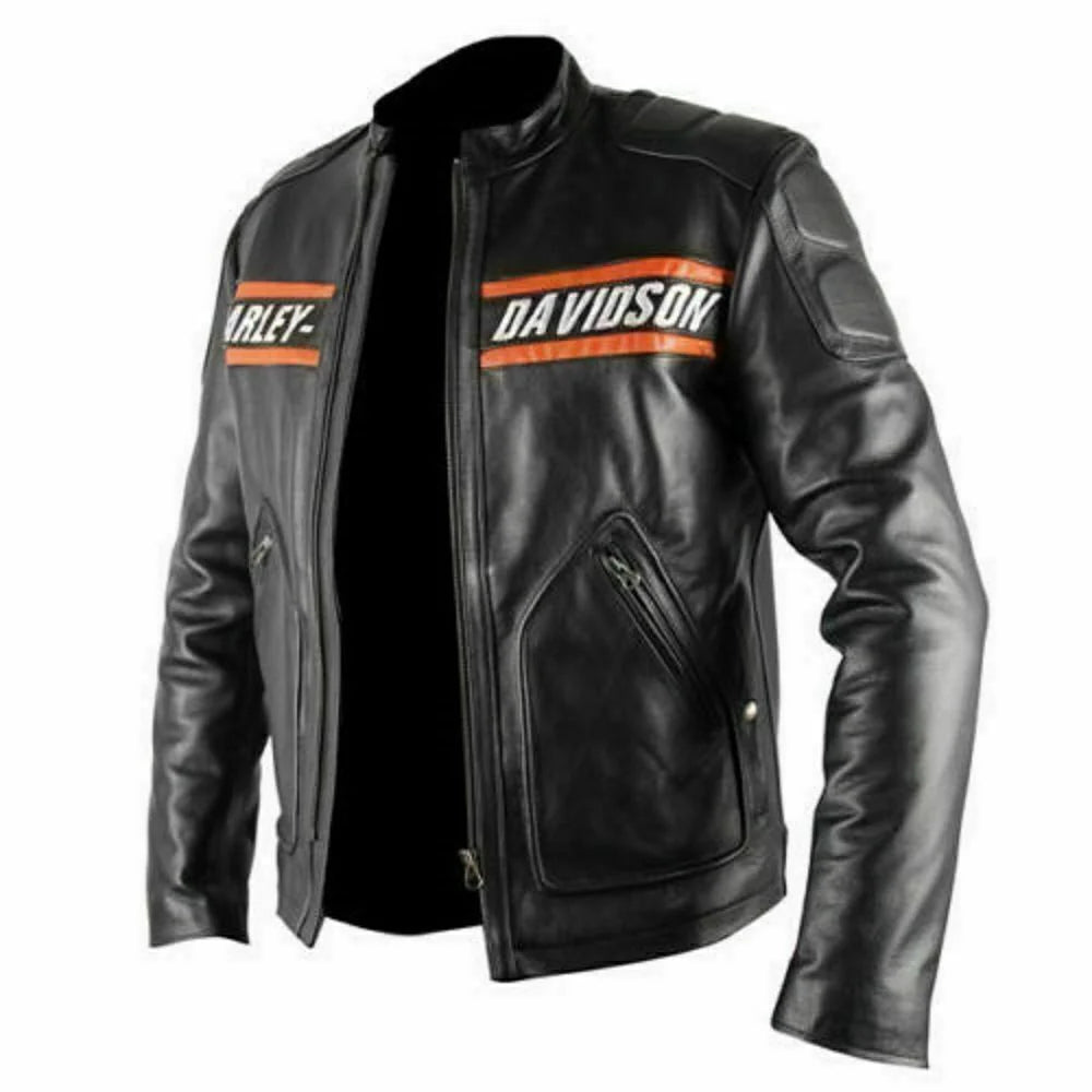 Harley Davidson Men Passing Link Motorcycle Leather Jacket Concealed C ...