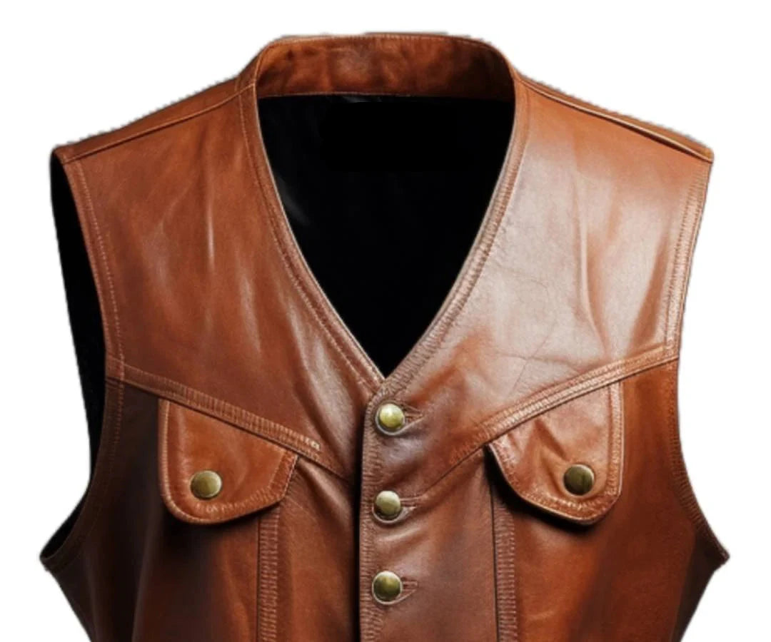 Men's Classic Brown Motorcycle Concealed Carry Biker Leather Vest ...