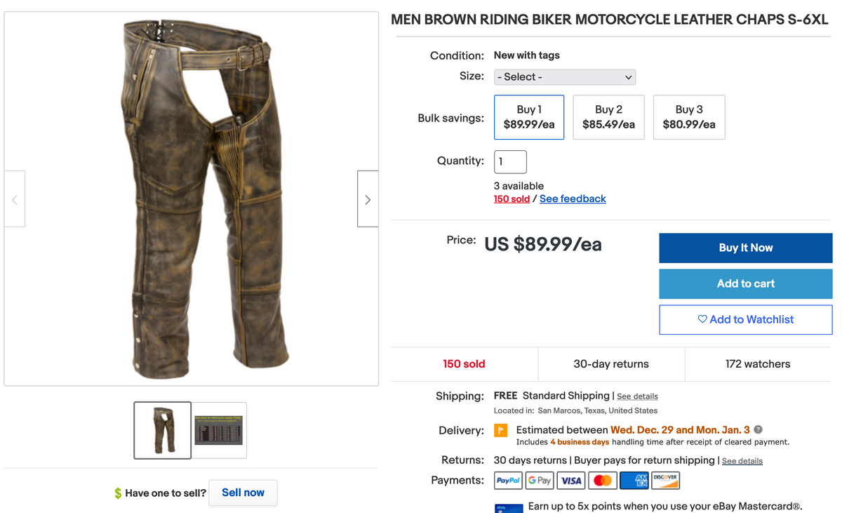 Custom MEN BROWN RIDING BIKER MOTORCYCLE LEATHER CHAPS S-6XL – SUPER ...