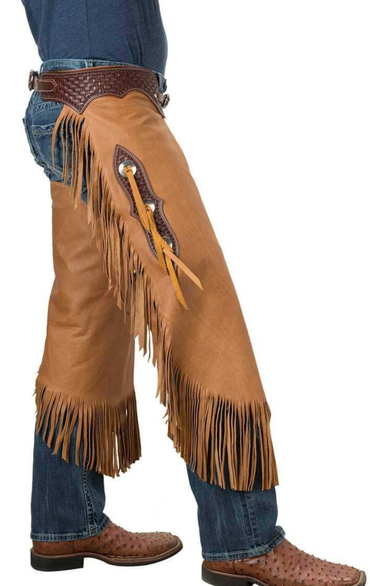 Handmade Fringe Men's Cowboy Suede Leather Western Cowboy Leather Chap ...