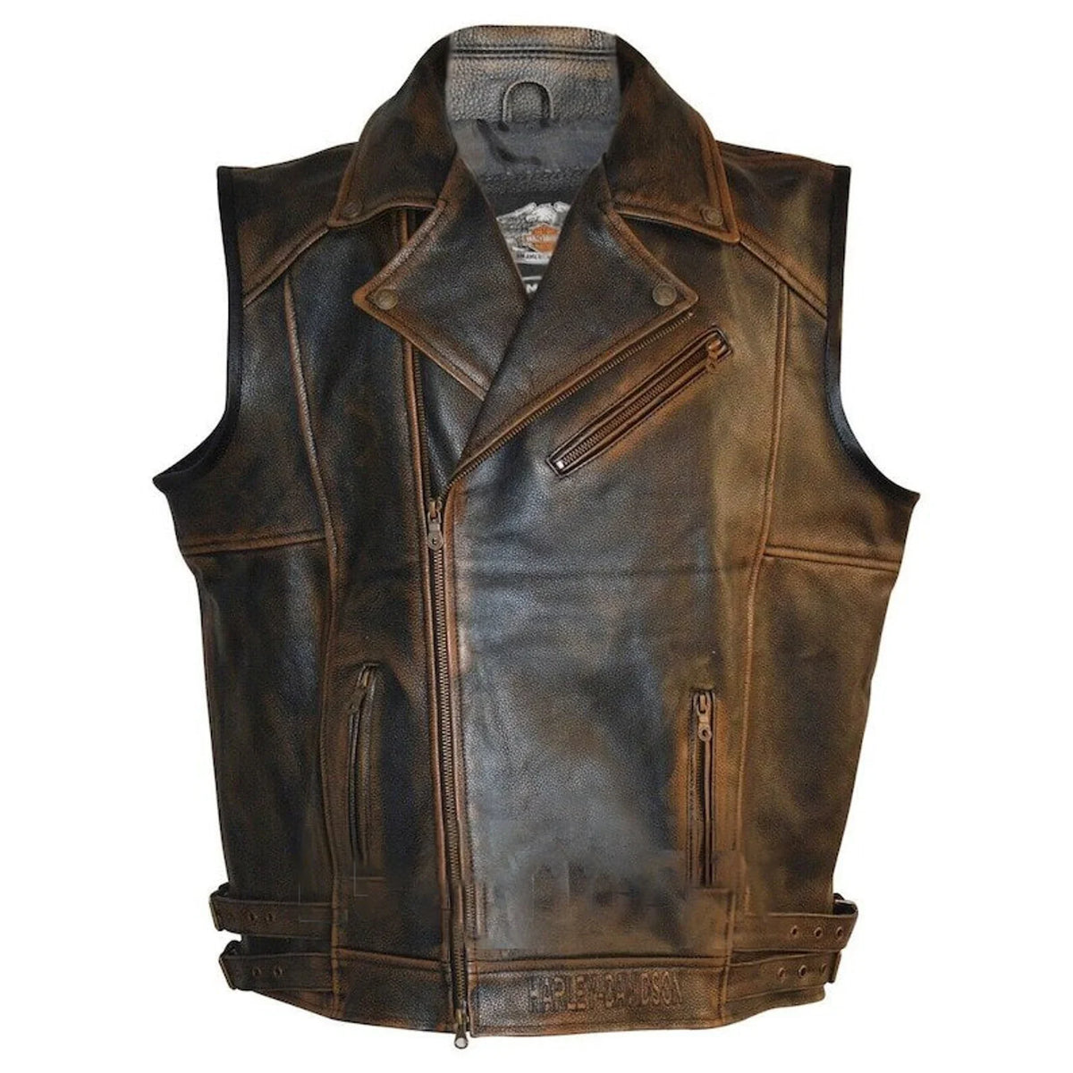 Harley Davidson Men's Motorcycle Distressed Leather Biker Vest Conceal ...