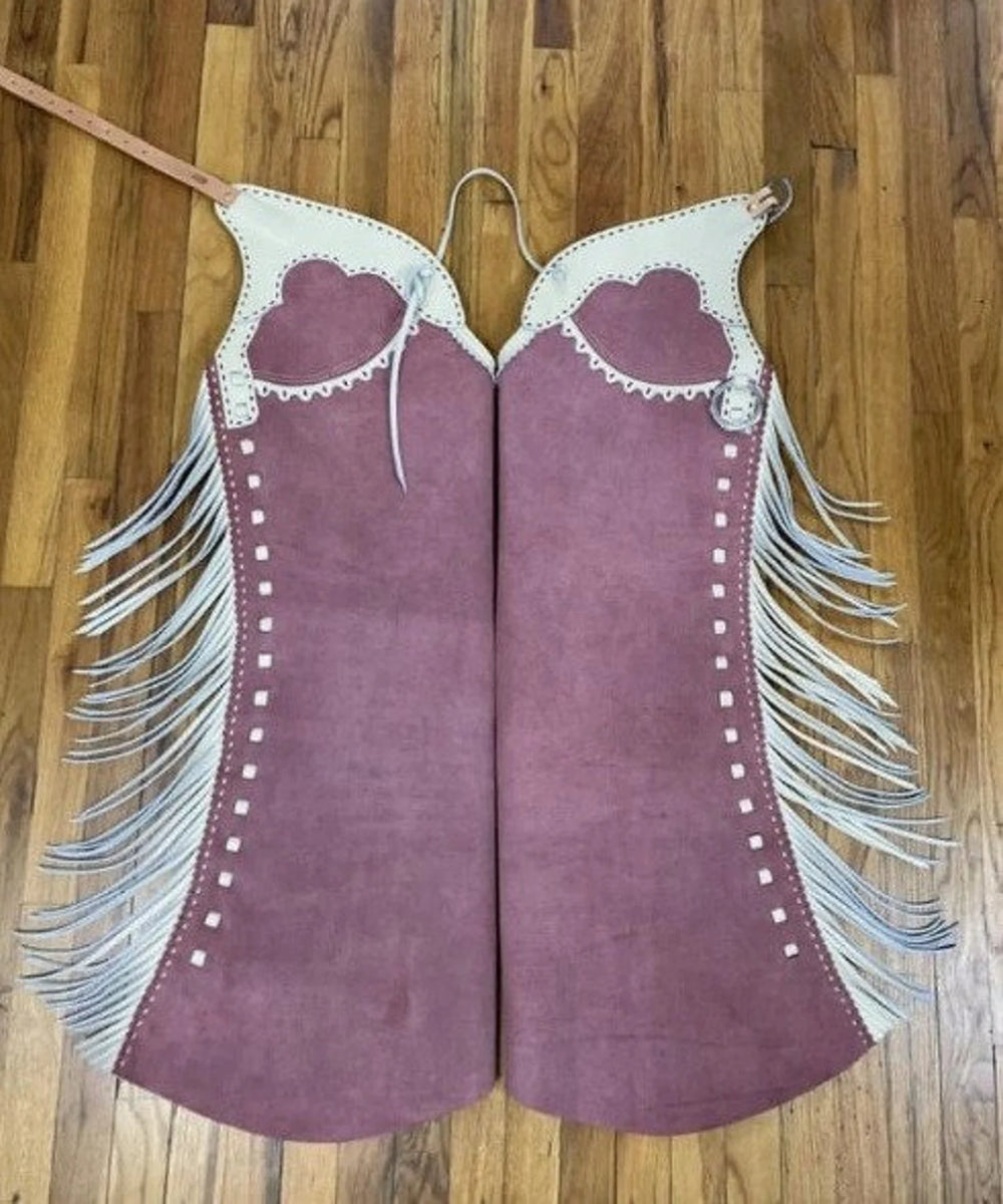 Fringe Cowgirl Chaps Buck Skin Rodeo Style Ladies Pants Western Purple ...
