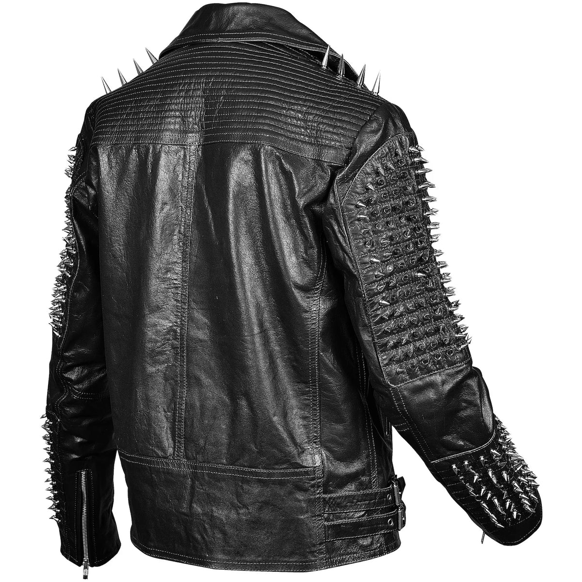 Men's Spiked Silver Studded Steampunk Jacket Motorcycle Biker Style Co ...