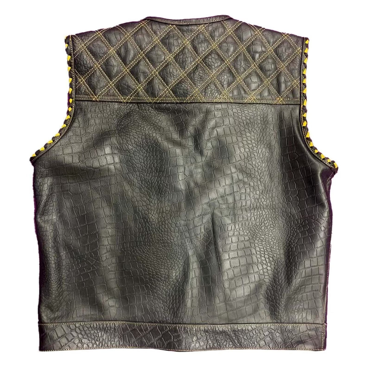 Gator Embossed Hunt Club Style Quilted Leather Men's Motorcycle Concea ...