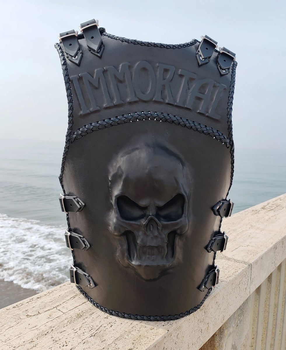 Skull Embossed Immortal Men's Motorcycle Biker Concealed Carry Leather ...