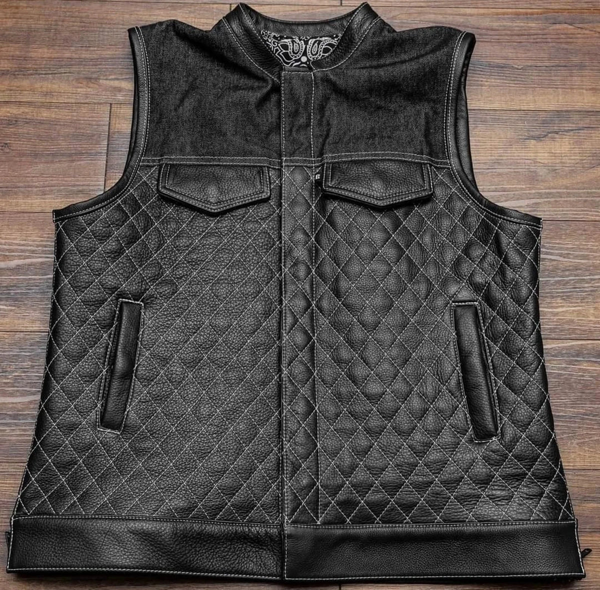 Hunt Club Men's Diamond Stitched Motorcycle Concealed Carry Leather An ...