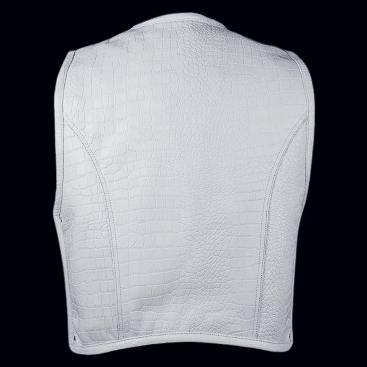 Men's Gator Embossed White Motorcycle Concealed Carry Leather Vest ...