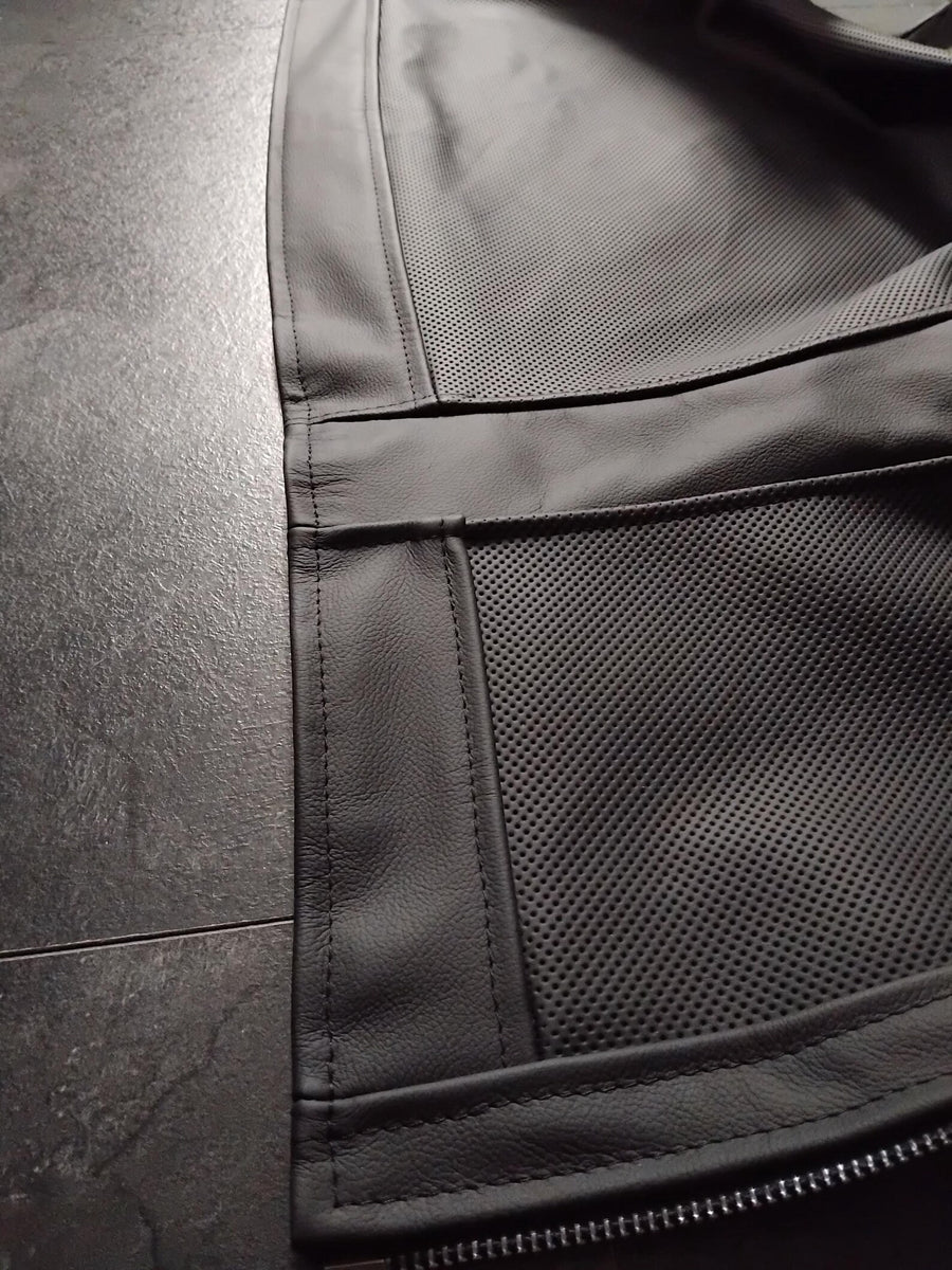 Patch Vest Men's Perforated Zippered Leather Motorcycle Concealed Carr ...